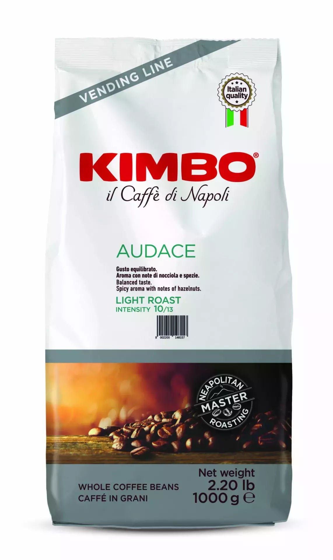 Kimbo Audace Vending - Café en Grano 1Kg | Calidad Italiana